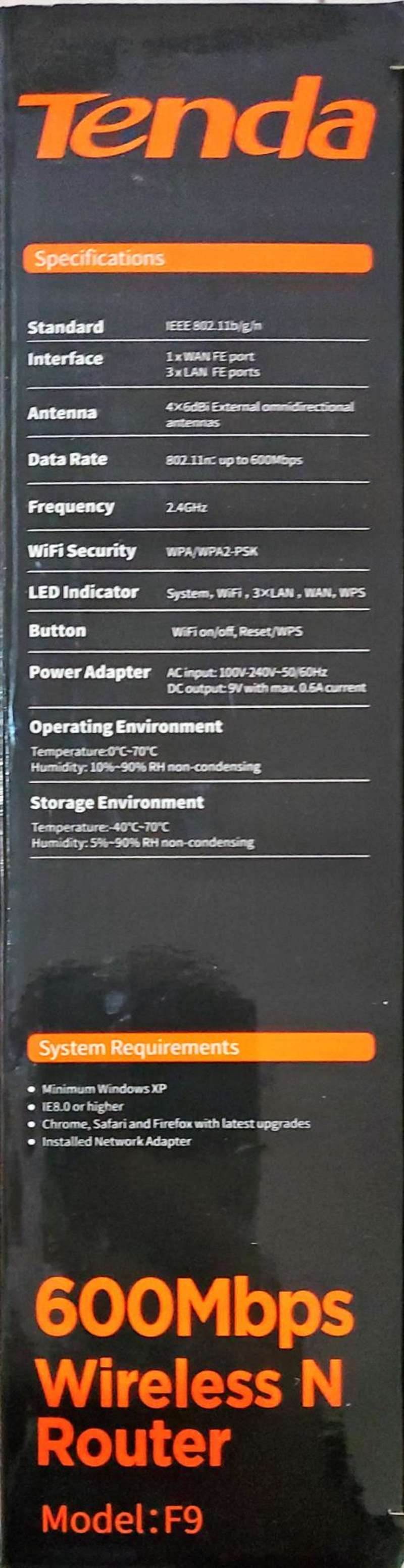 Wireless Routers - Tenda 600Mbps Wireless N Router (Model: F9) for sale ...