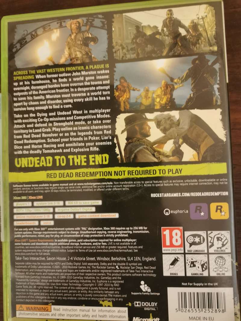 Games - Red Dead Redemption: Undead Nightmare - Complete with Booklet ...