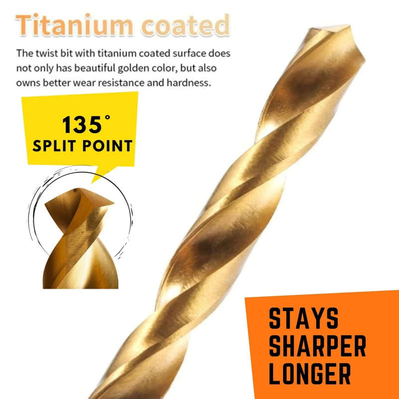 Drills - Titanium Coated Twist Drill Bit Set With Box (99-Piece Set ...