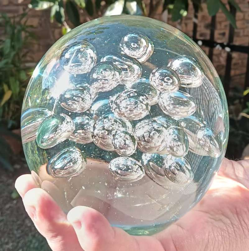 Studio Glass - Awesome Magnum Controlled Bubbles Art Glass Paperweight ...