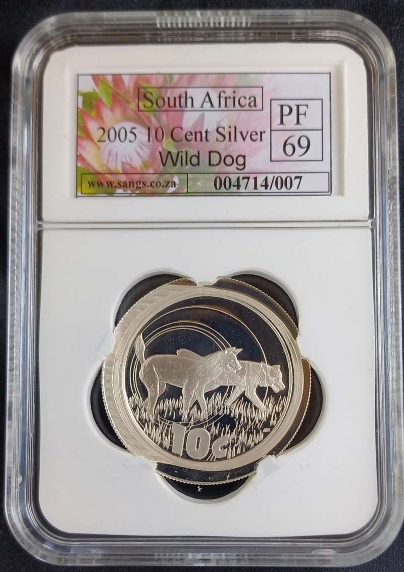 Ten Cent - 2005 SA 10c ½ Oz Silver *SANGS PF69 `Wild Dog` was sold for ...
