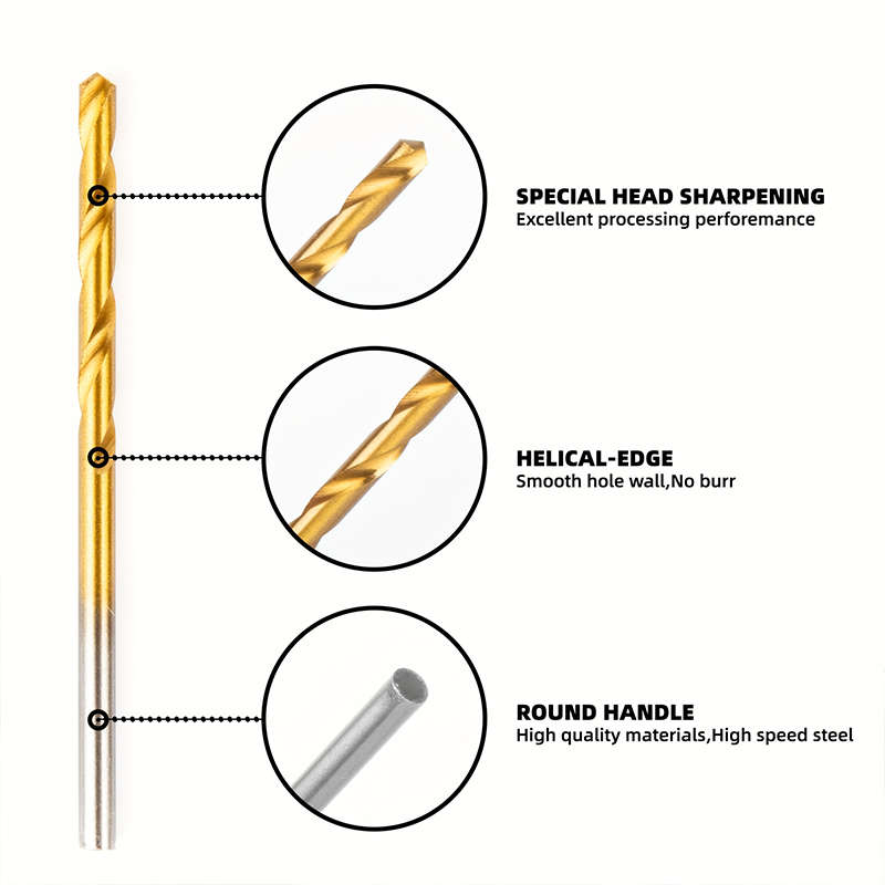 Drills - 50-Piece Titanium Coated Hss Drill Bit Set Durable And ...