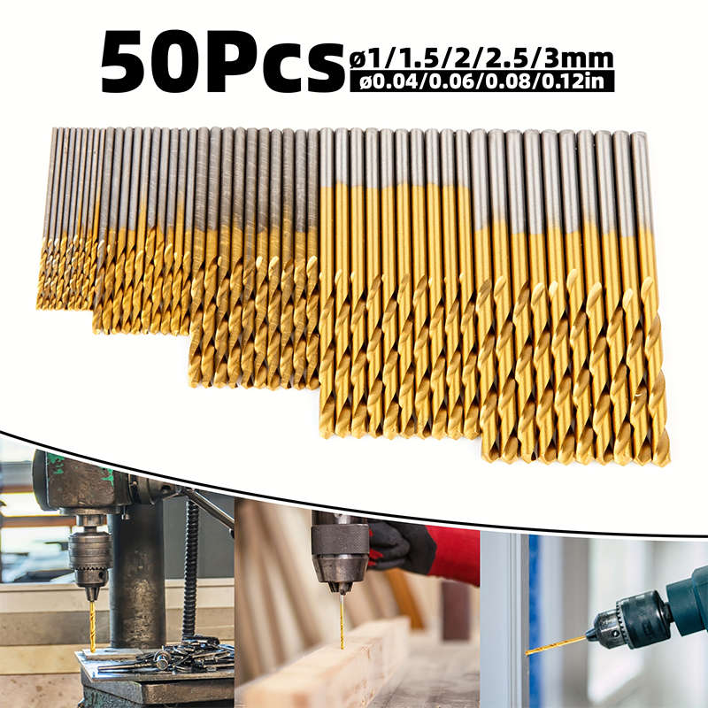 Drills - 50-Piece Titanium Coated Hss Drill Bit Set Durable And ...