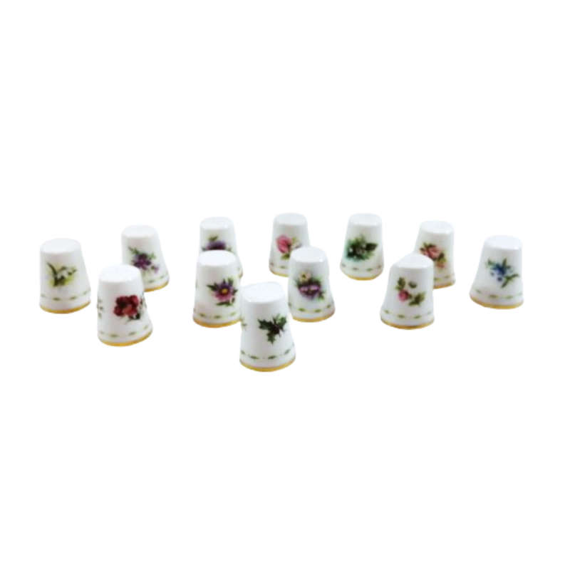 English Porcelain - Royal Albert Flower of the Month Full Set Thimbles ...