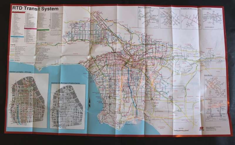 Maps - 1992 RTD Transit System Southern California Los Angeles Folded ...