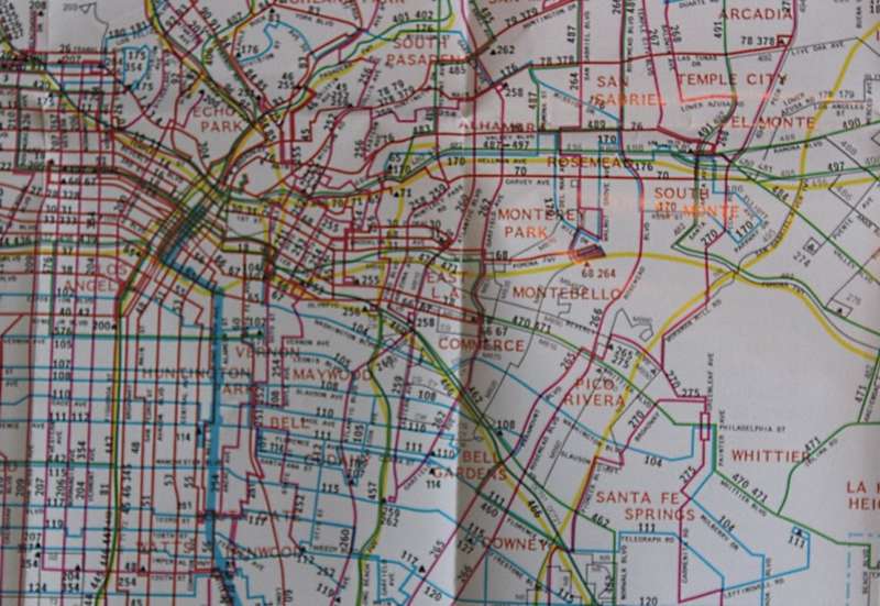 Maps - 1992 RTD Transit System Southern California Los Angeles Folded ...