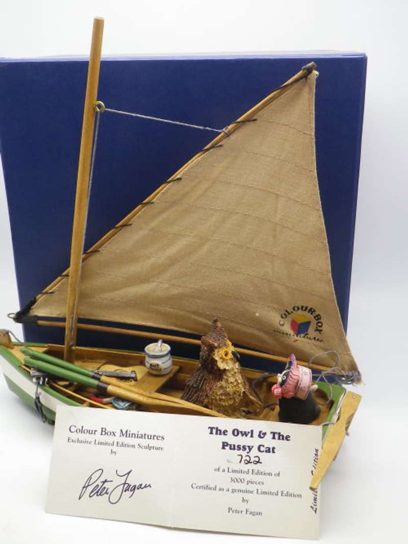 Wooden - The Owl & the Pussy Cat Limited Edition COLOUR BOX MINIATURE ...