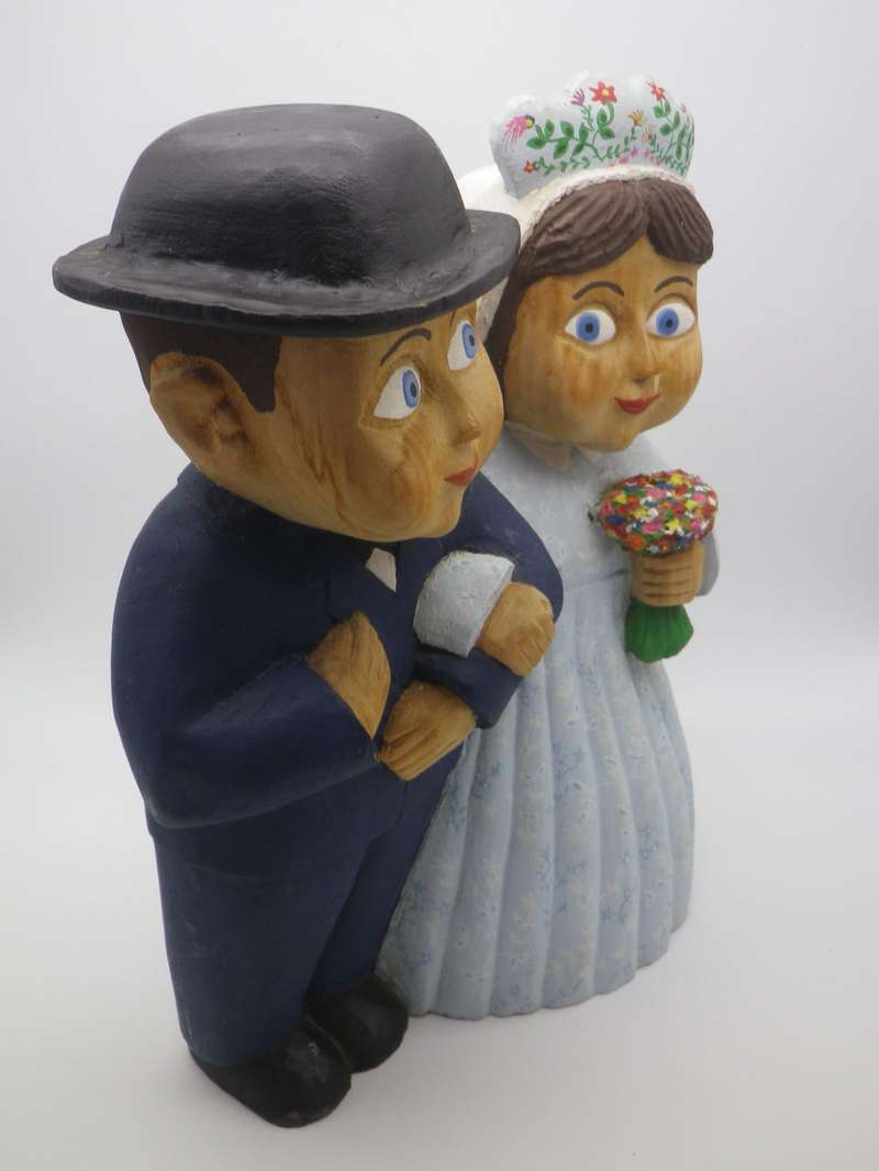 Wooden - Vintage Polish Folk Art Painted Large Wooden Bride and Groom ...