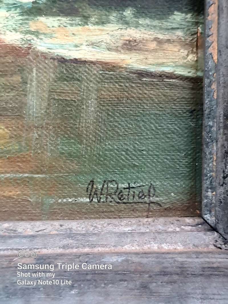 Paintings - MAGNIFICENTLY FRAMED OLD ORIGINAL OIL ON BOARD BY W. RETIEF ...