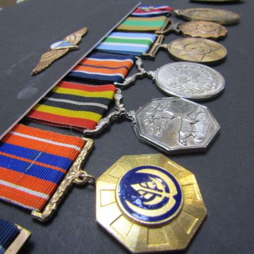 SADF & SANDF - SADF Border War Medal and badges display of Paratrooper ...