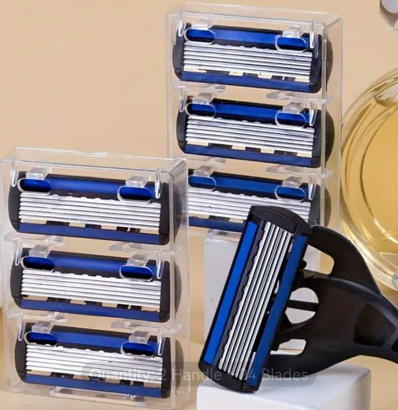 Razor Blades - Men`s Manual Shaver Set, 2 Handle + 24 Blades, Safety ...