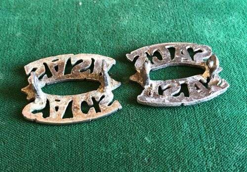 South African Army - SA SERVICES CORPS TITLE PAIR- WORN WW2-LUGS INTACT ...