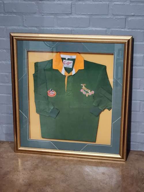 Sporting Memorabilia - Springbok Vintage Rugby jersey CIRCA 1995 framed ...