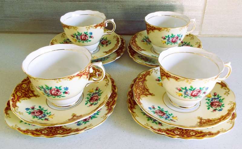 English Porcelain - RARE,, Colclough Bone China Tea Set Trio - Red ...