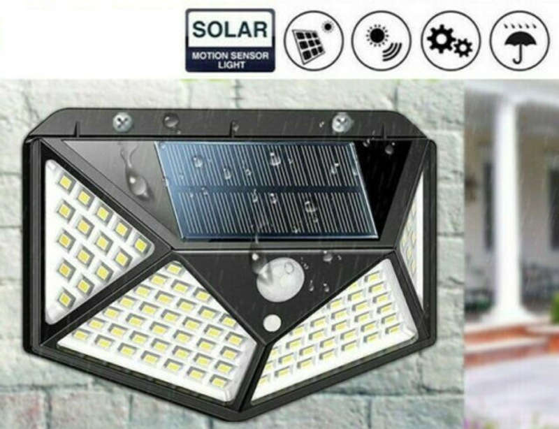 Security & Floodlights - 100 LED Outdoor Solar Power Wall Lights PIR Motion Sensor Garden ...
