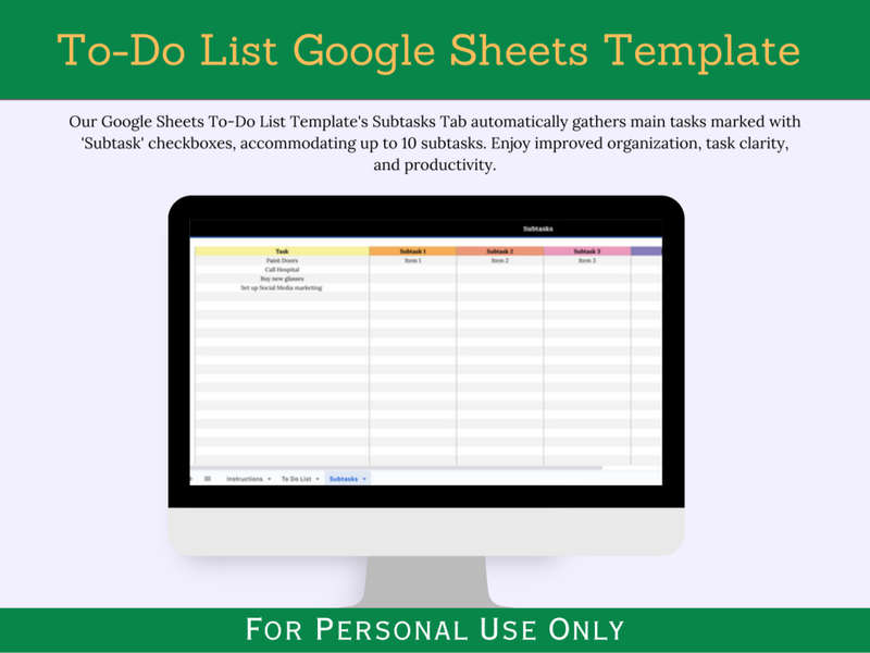 Other Office - To-Do List with Subtasks and Instruction Tab Google ...
