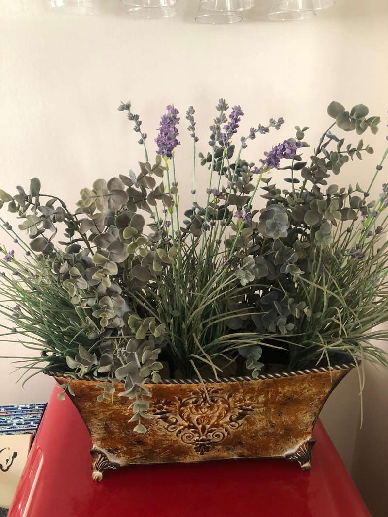 Other Antiques & Collectables - ORNATE METAL FLOWER BOX WITH ARTIFICIAL ...