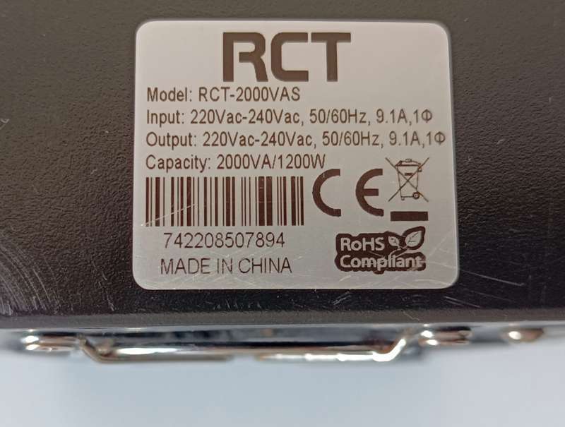 UPS - RCT 2000VA 1200W UPS with SA plugs | 2x Forbatt 7.2AH batteries installed was sold for 397 ...