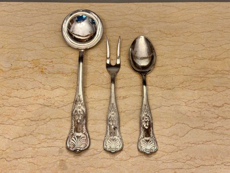 Silver - Vintage Italian ARG 800 Silver plate Kings pattern Serving set ...