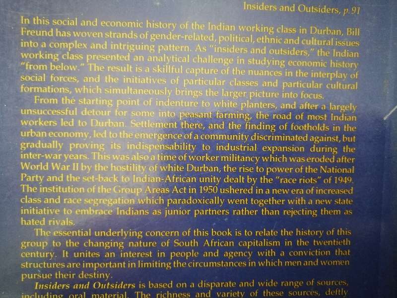 History & Politics - INSIDERS AND OUTSIDERS Indian Working Class of DBN ...