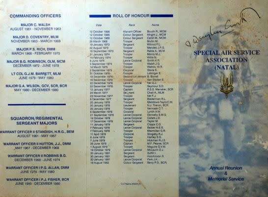 Rhodesia - Rhodesian special air service memorial programme signed by ...
