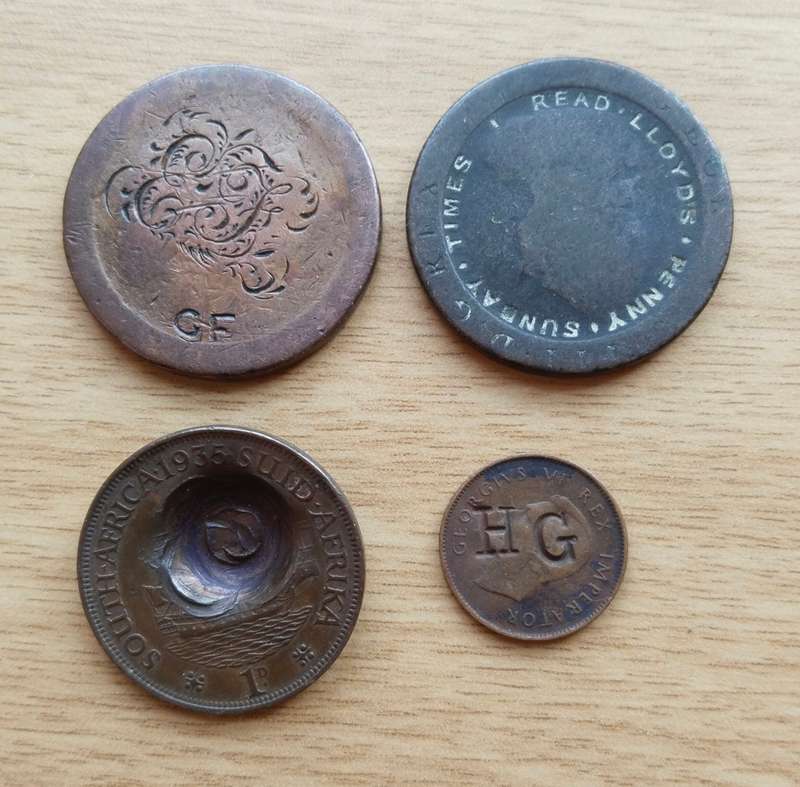 Collections & Lots - Counter stamped collection of 4 coins. for sale in ...