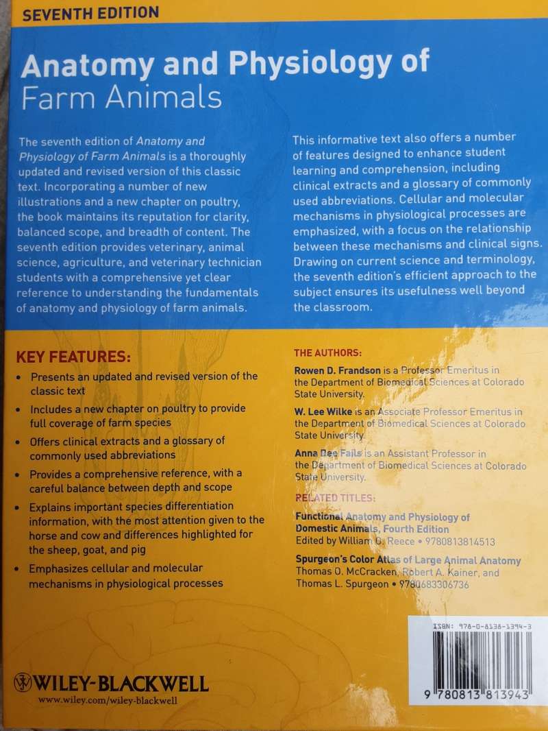 Science - Anatomy and Physiology of Farm Animals by Frandson, Wilke and ...