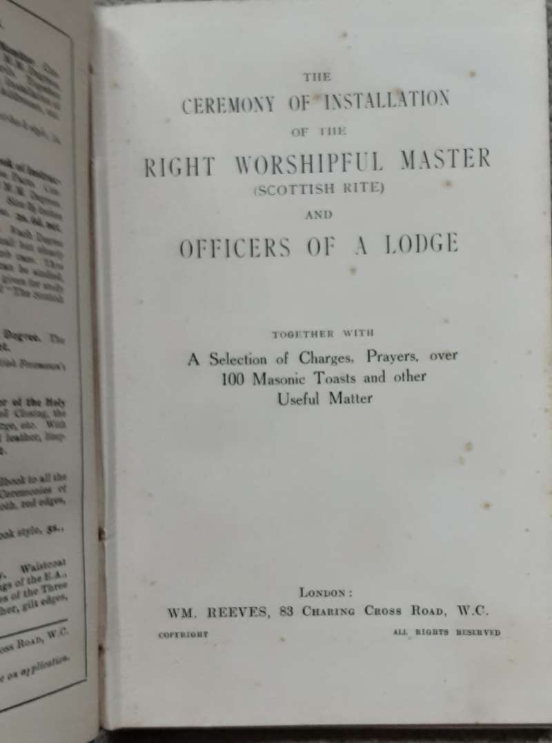 Reference - The Ceremony of Installation of the Right Worshipful Master ...