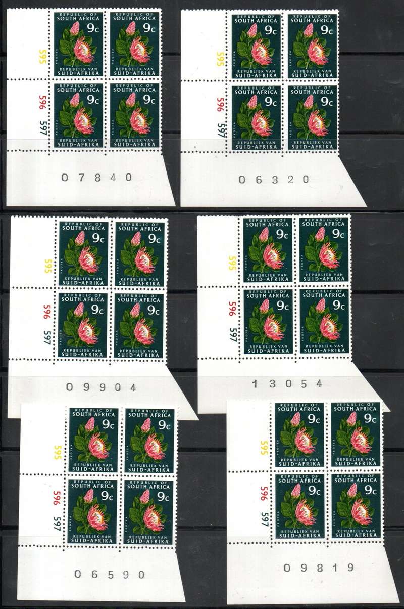 Republic of South Africa - RSA 1974 9c CONTROL BLKS (X6) CYL NOs 595 ...