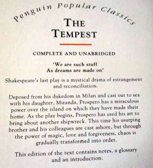 Classic Fiction - THE TEMPEST - WILLIAM SHAKESPEARE - PENGUIN POPULAR ...
