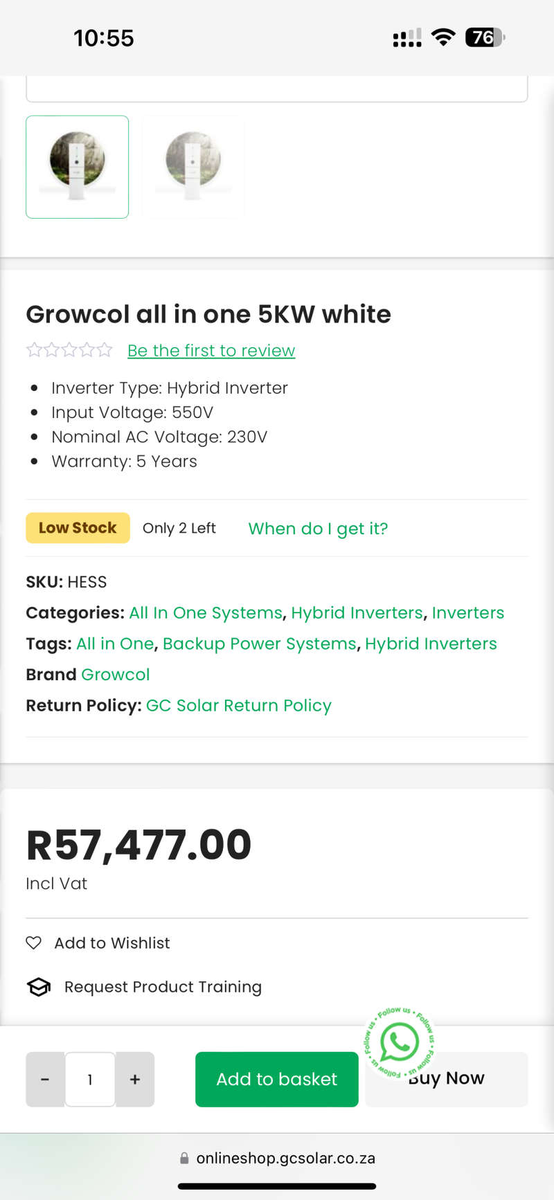 Inverters - Growcol all in one 5KW Hybrid inverter New With Lithium ...