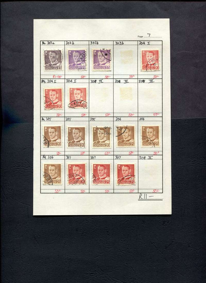 Denmark - Denmark - 15 Stamps Mounted (Hinged) on Approval Page for ...