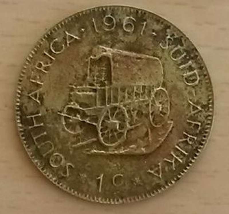 One Cent - 1961 SA error weight 1c. Ultra thin and ultra light. Weight 3.53gm. Normal 9.58gm ...