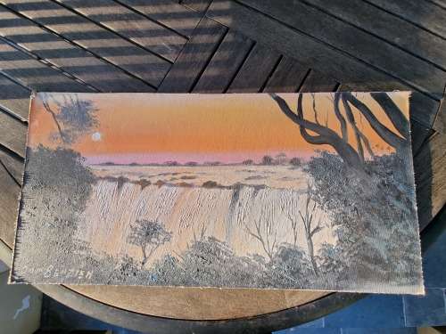 Paintings - Don Benzien. Victoria Falls at Sunset. Signed Oil on Board ...