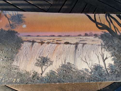 Paintings - Don Benzien. Victoria Falls at Sunset. Signed Oil on Board ...