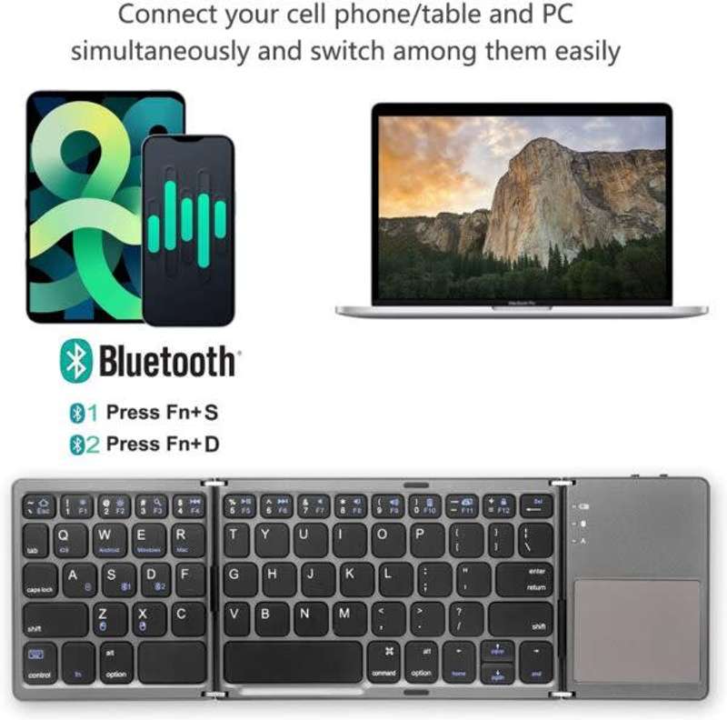 Keyboard And Mouse Bundles Folding Keyboard B033 Foldable Bluetooth Keyboard With Touchpad Mouse