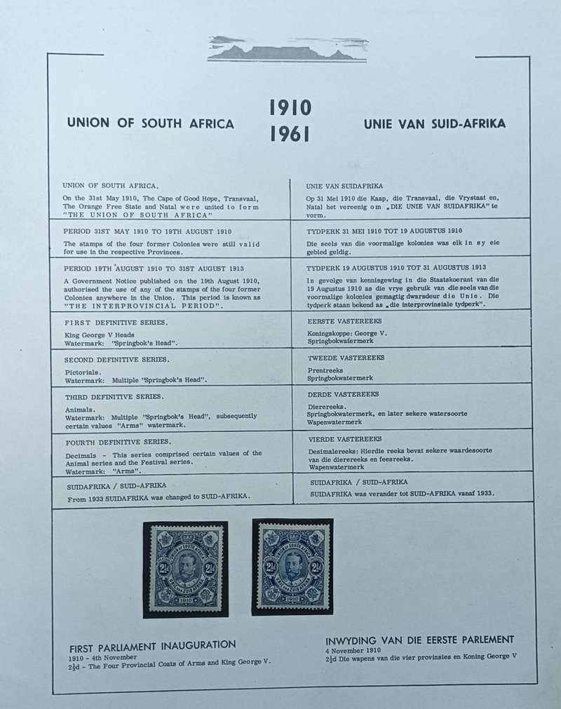 Union of South Africa - Union of South Africa 1910 Album page with ...