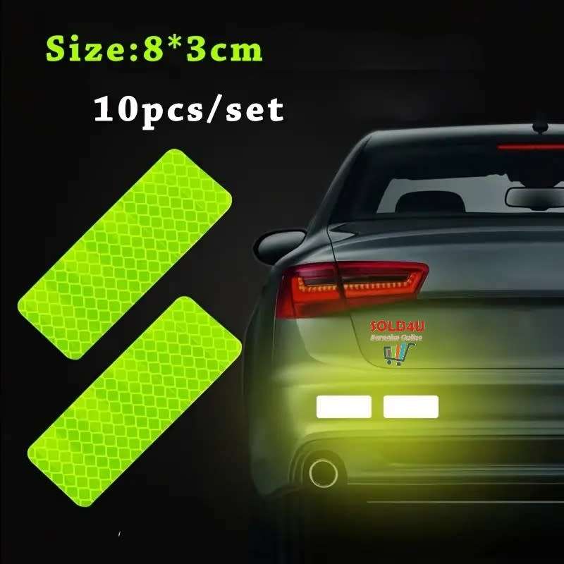 Tyres - 10Pcs Car Reflective Sticker, Traffic Safety Night Warning Car ...