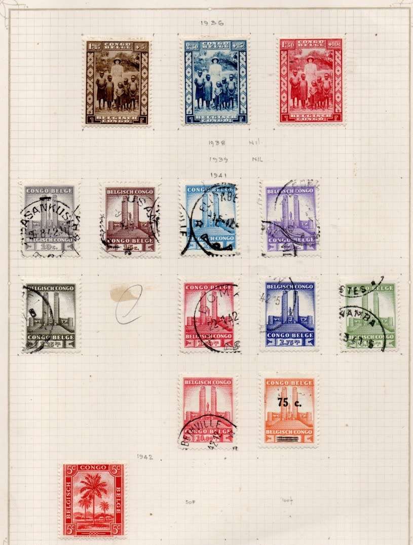 Congo - Belgian Congo, 1936 -1941, 9 used, 5MH * stamps, clean ...