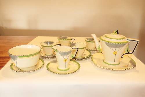 English Porcelain - Vintage Art Deco "Zenith" Burleigh Ware Tea Set - c.1930's was listed for R2 ...