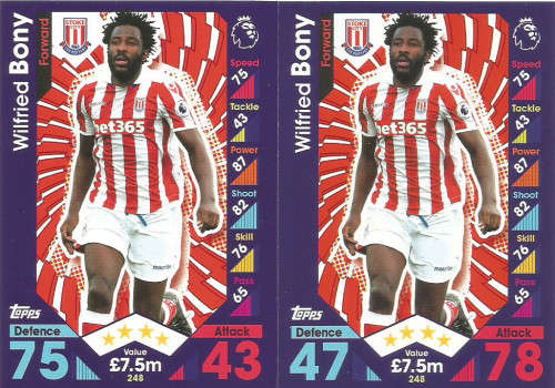 Trading Cards - WILFRED BONY - MATCH ATTAX EXTRA 2017 - RARE "ERROR ...