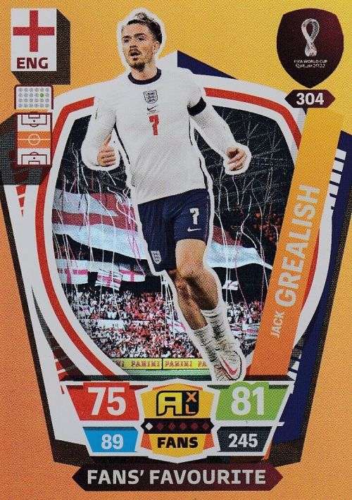 Trading Cards - JACK GREALISH - PANINI `FIFA WORLD CUP 2022` QATAR ...