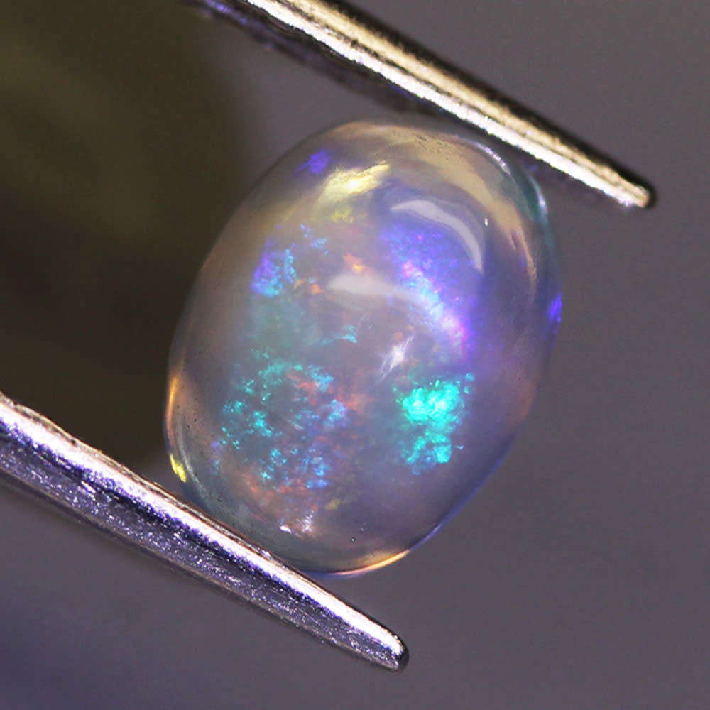 Opal - 0.80Ct. Opal Oval Cabochon Multi Colours Glittering Rainbow 3D! Ethiopian Natural was ...