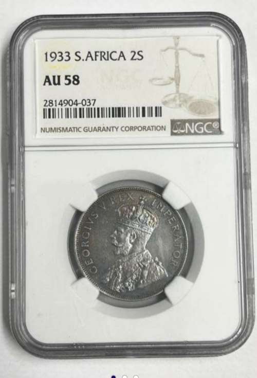 Two Shillings - 1933 SA Union 2 Shilling florin graded AU58 by NGC.One grade short of Unc.CV ...
