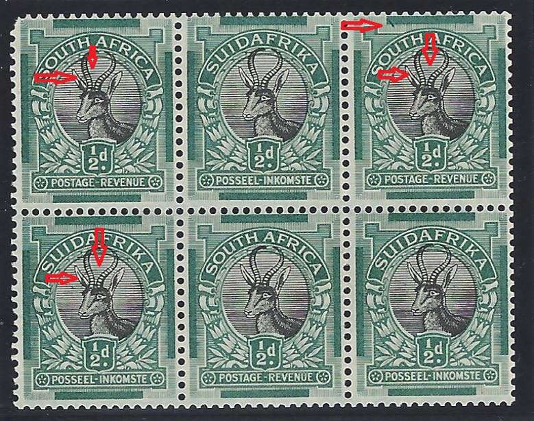 Union of South Africa - Union 1930 Booklet B8 Springbok Pane (inverted ...