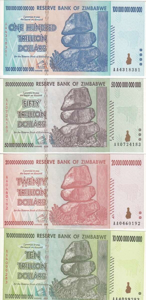 Africa - VERY SCARCE TRILLION DOLLAR NOTES TO TOP VALUE ONE HUNDRED ...
