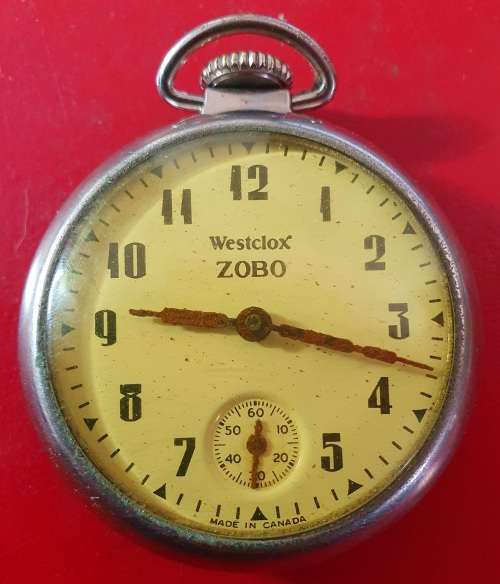 Other Clocks - ANTIQUE WESTCLOX ZOBO POCKET WATCH. IN ORIGINAL BOX WITH ...