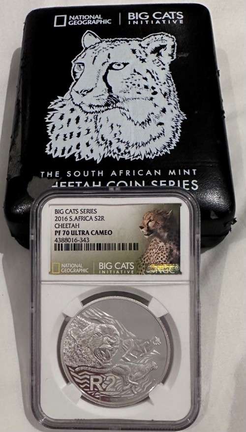 Two Rand - Finest Known Proof 2016 PF70 NGC graded R2 Cheetah Silver ...
