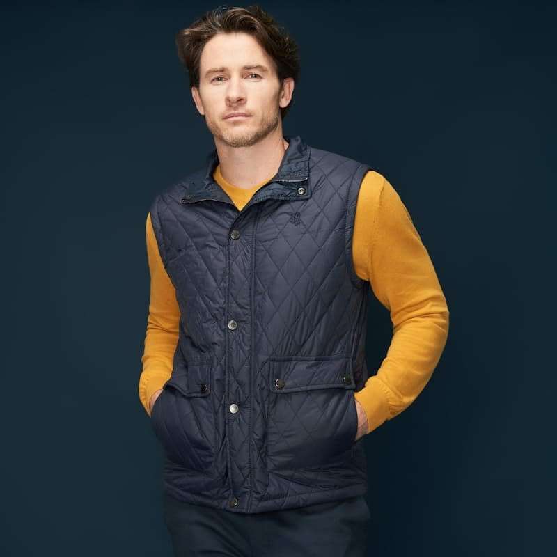 Jackets & Coats - Men`s PRINGLE OF SCOTLAND Navy Quilted Sleeveless ...