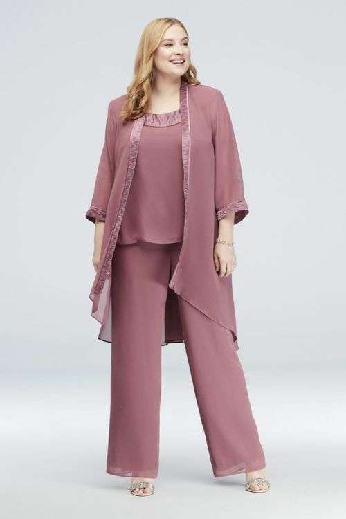 Mother Of The Bride Davids Bridal Plus Size Chiffon Pantsuit With